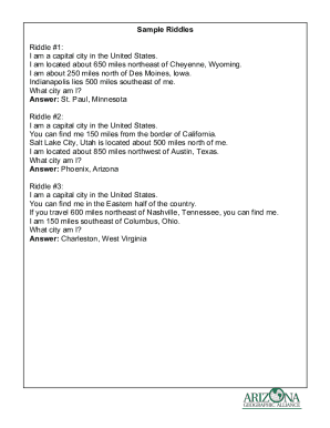 Fillable Online geoalliance asu 101 Best Riddles for Kids and Adults ...