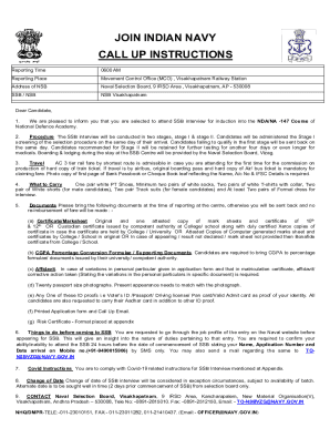 Fillable Online joinindianarmy nic CALL UP LETTER - NDA 147.docx Fax ...