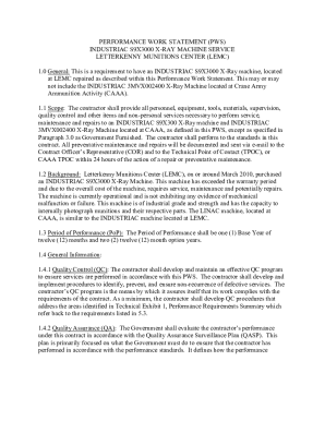 Fillable Online PERFORMANCE WORK STATEMENT (PWS) INDUSTRIAC ... Fax ...