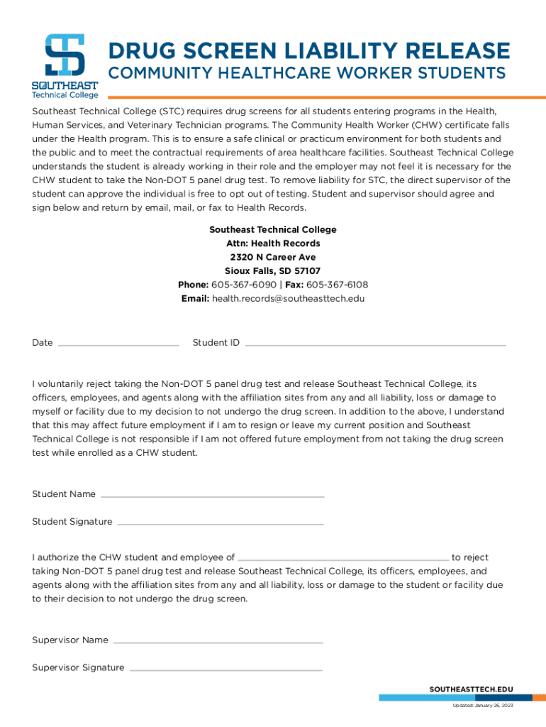 Fillable Online Community Healthcare Worker Drug Screen Form Fax Email ...