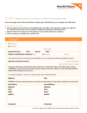 Fillable Online WellBoring Specimen Codicil Form Fax Email Print ...