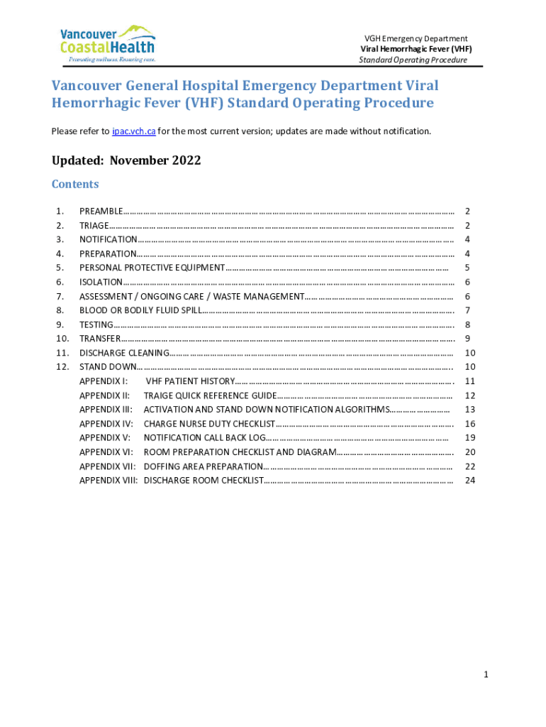 Fillable Online VGH Emergency Department Viral Hemorrhagic Fever (VHF ... Fax Email Print ...