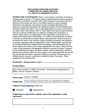 Fillable Online docs house 117th DISCLOSURE FORM FOR NON-GOVERNMENT ...