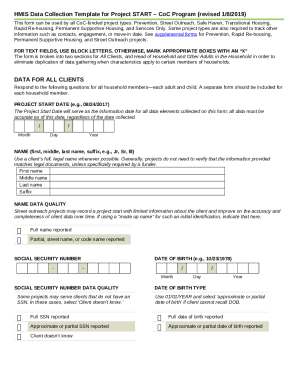 HMIS Data Collection Template for Project START - CoC Program (revised ...