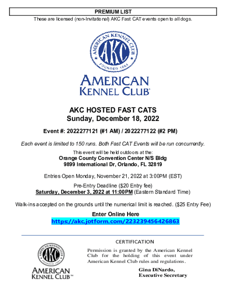 Fillable Online Club Licensing for FAST CAT Events - American Kennel ...
