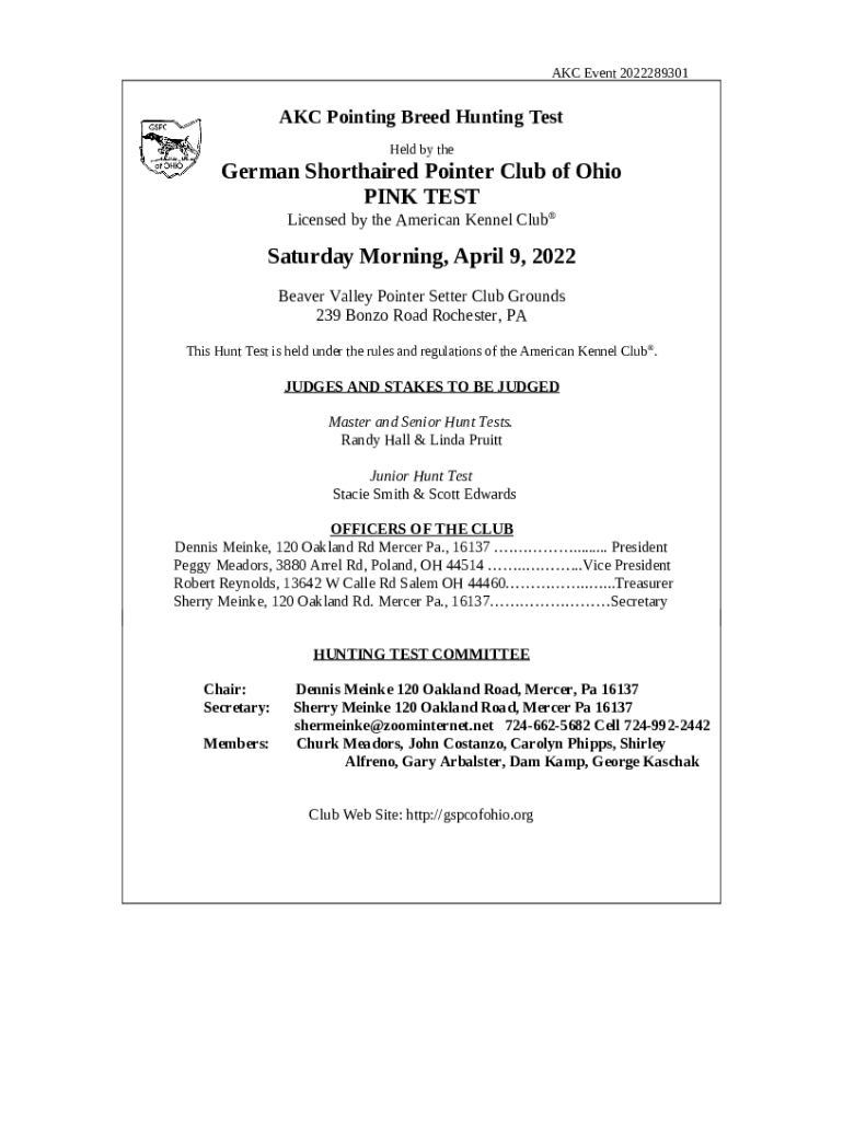 Hunting Test Premium List AKC Events 2012289302 ... Doc Template ...