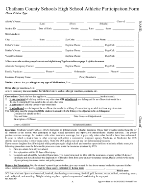 Fillable Online Physical Form.pdf - Chatham County Schools Fax Email ...