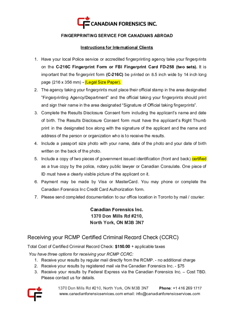 Fillable Online Fingerprinting Services India. Apply for Canada RCMP ...