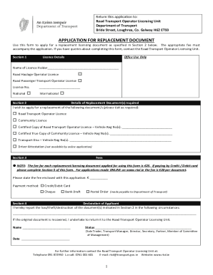 Fillable Online Transport Licensing Forms - rtol.ie Fax Email Print ...