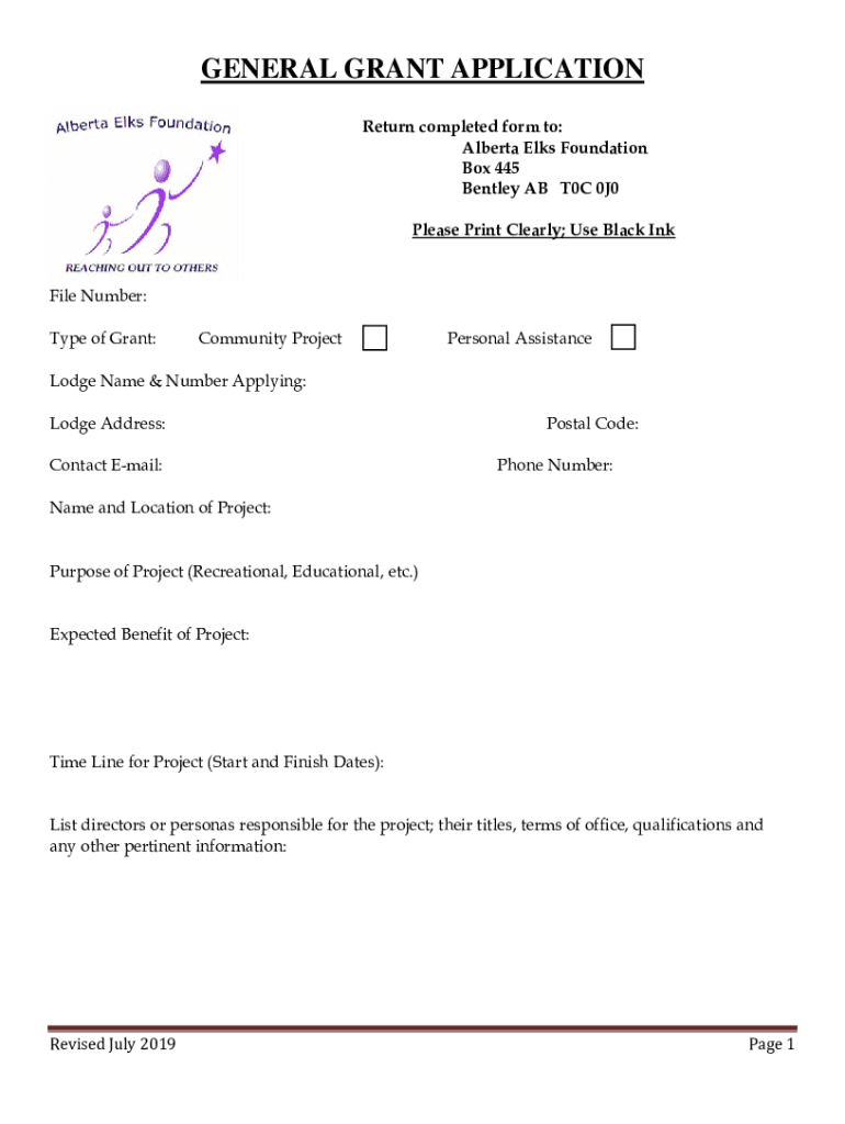 Fillable Online Alberta Elks Foundation - Bentley AB Fax Email Print ...