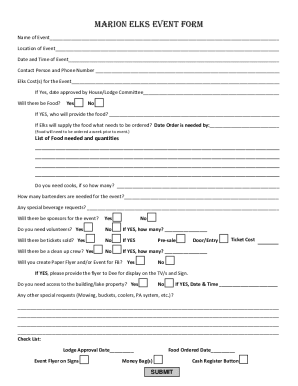 Fillable Online Event Form - Dixie Elks Fax Email Print - pdfFiller