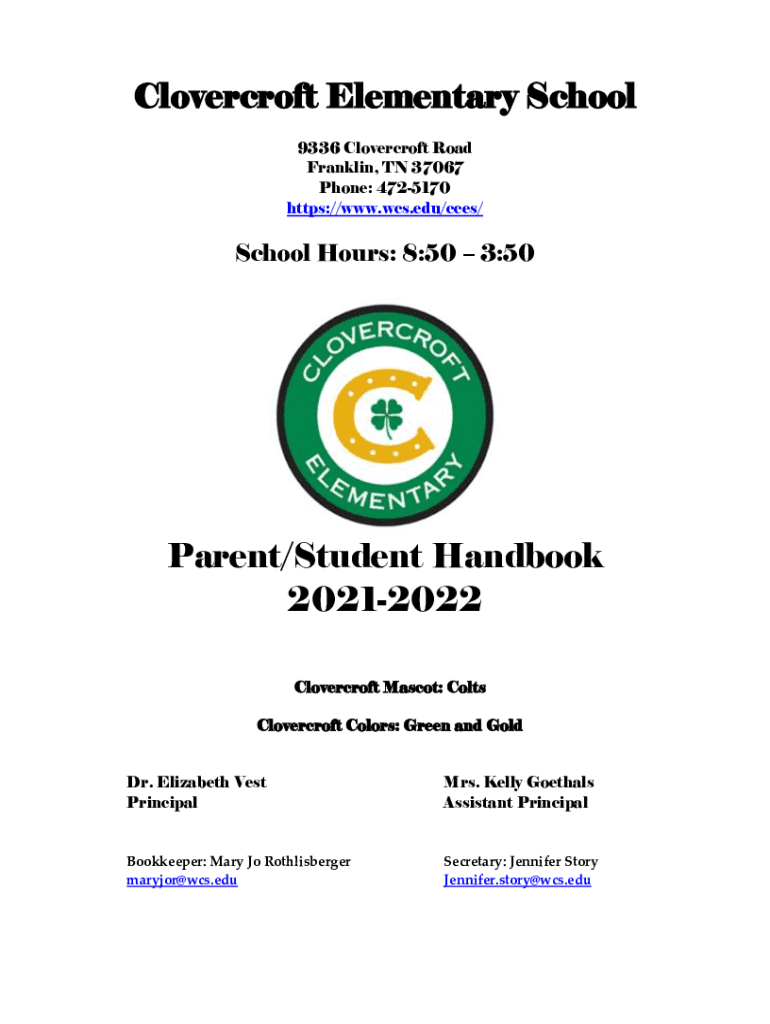 Fillable Online Welcome to Clovercroft Elementary School Fax Email ...