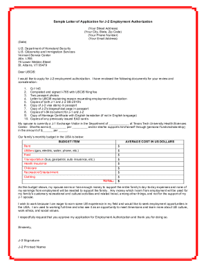 Fillable Online J-2 Work AuthorizationThe Office of International ...