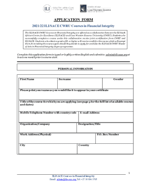 Fillable Online APPLICATION FORM - ILI - SACE Fax Email Print - pdfFiller