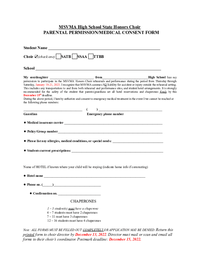 Fillable Online High School Program Parent Permission and Consent Form Fax Email Print - pdfFiller