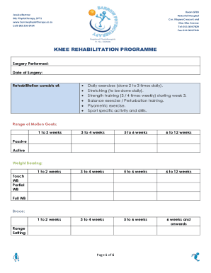 Fillable Online KNEE REHABILITATION PROGRAMME - Barrow Physiotherapy ...