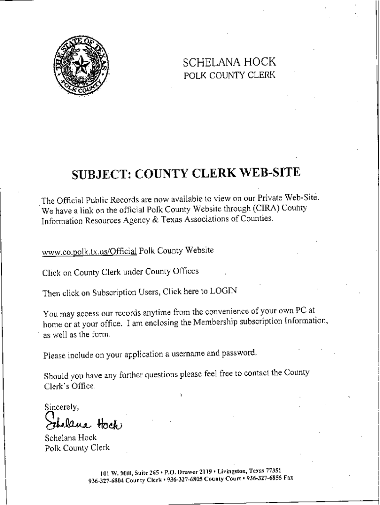 Fillable Online Clerk/Register of Deeds - Polk County, Nebraska Fax ...