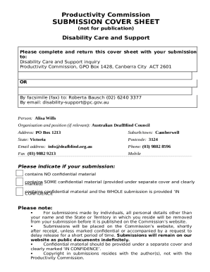 Submission cover sheet - DisabilityCare and Support Doc Template ...