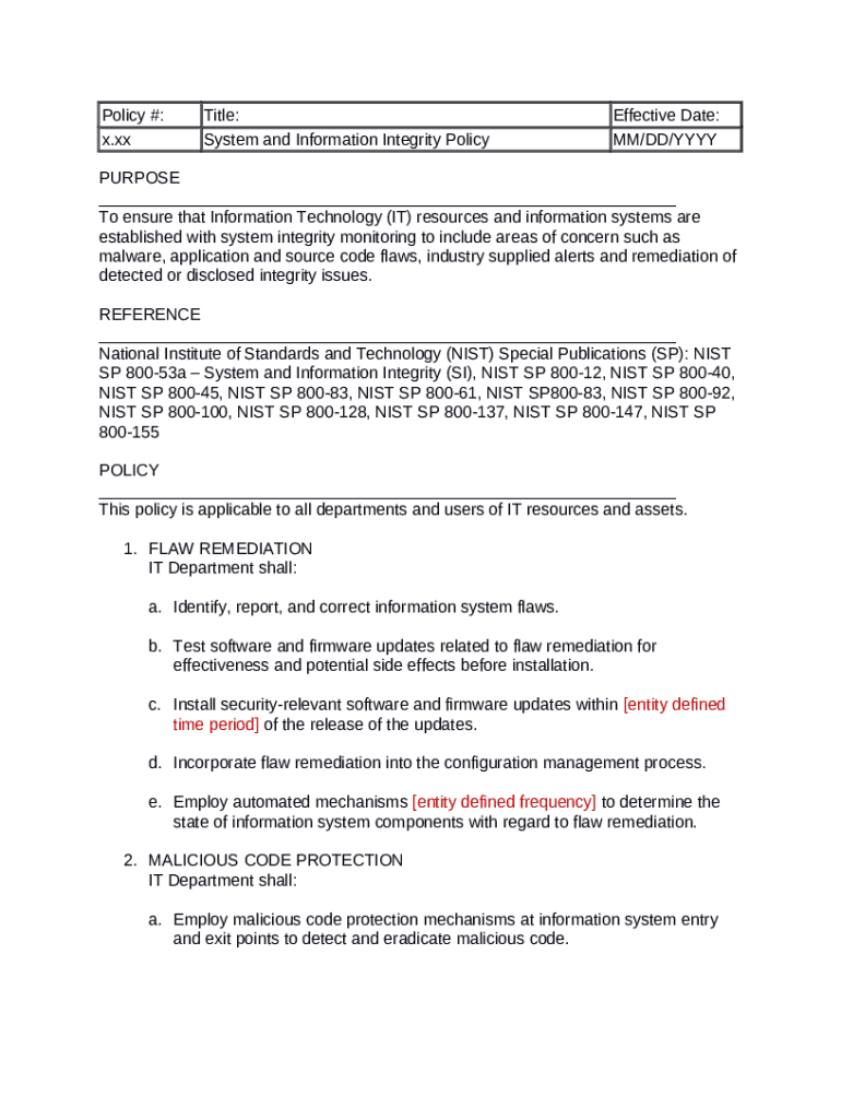 System and Ination Integrity Policy Doc Template | pdfFiller
