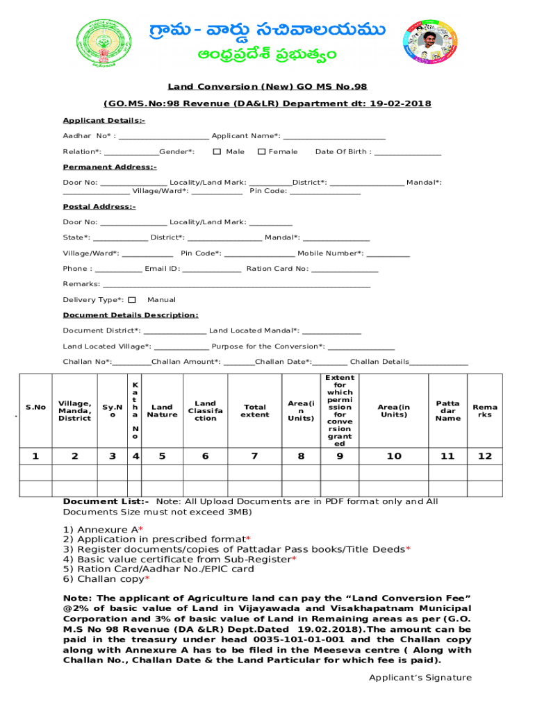 Land Conversion (New)-GO MS No 98 - application .pdf Doc Template ...