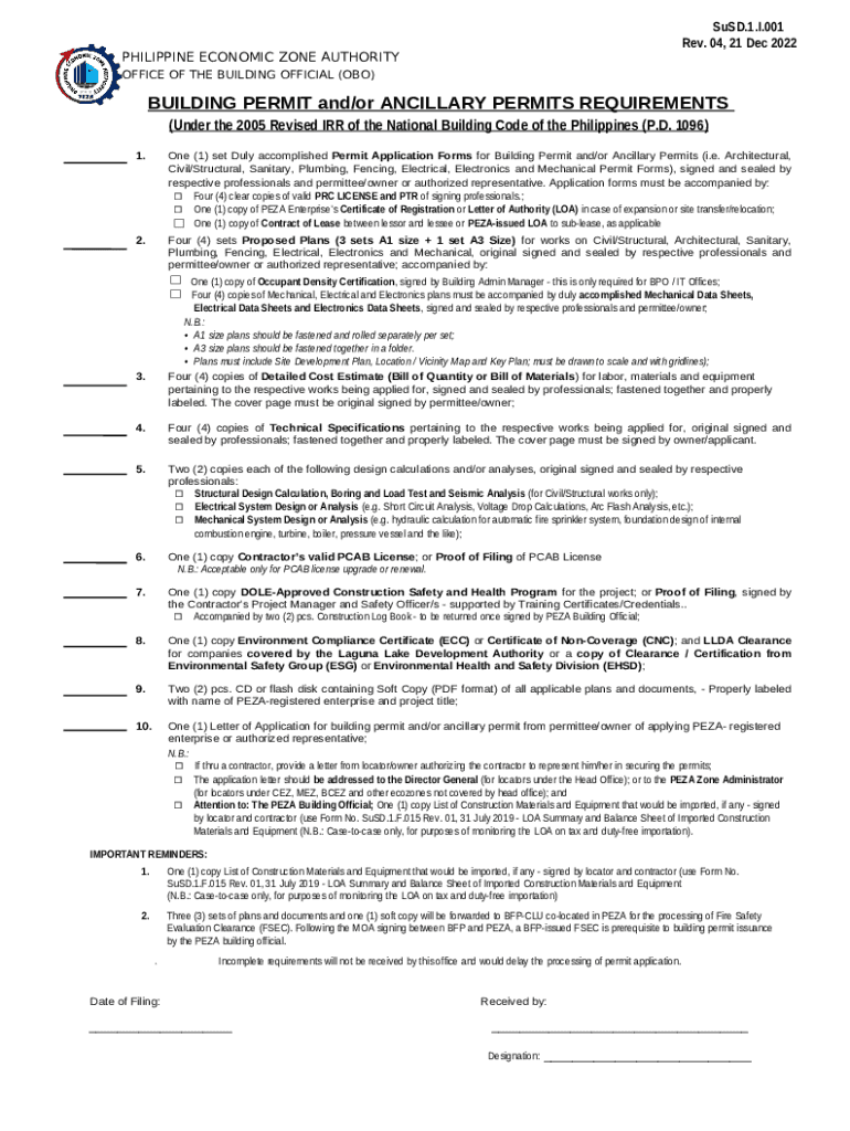 BUILDING PERMIT and/or ANCILLARY PERMITS ... - PEZA Doc Template ...