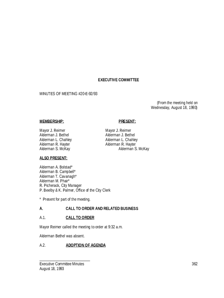 Template: Agenda of Board/Executive Committee Meeting - webdocs ...