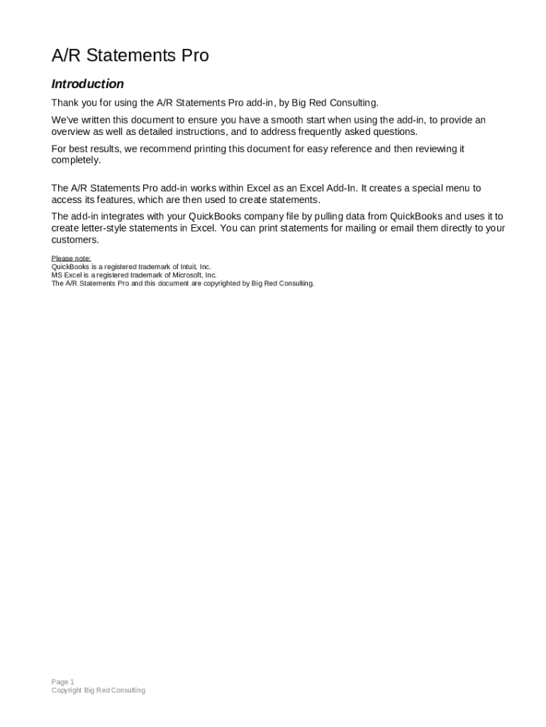 A/R Statements ProAnnual - Big Red Consulting Doc Template | pdfFiller