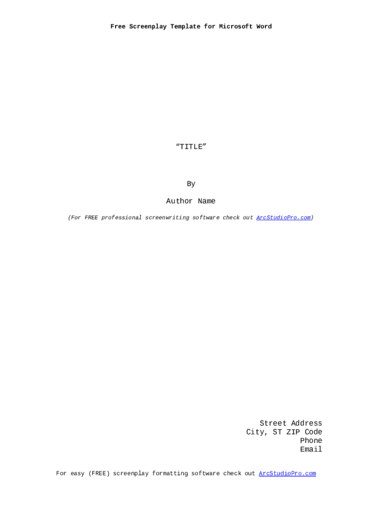 screenplay-template-word.docx Doc Template | pdfFiller
