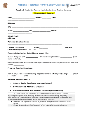 National Technical Honor Society / Application Packet Tips Doc Template ...