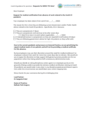 Fillable Online balhamparksurgery co COVID19 CoronavirusRequest for ...