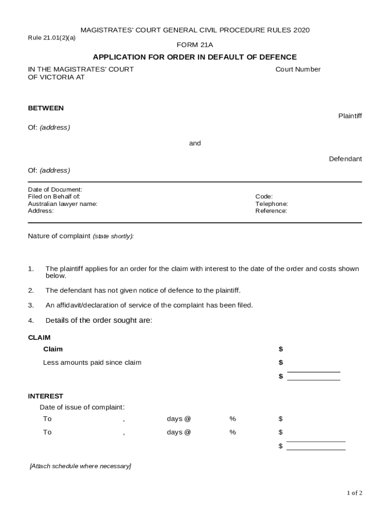 21A - Application for order in default of defence (PDF 40KB Doc ...