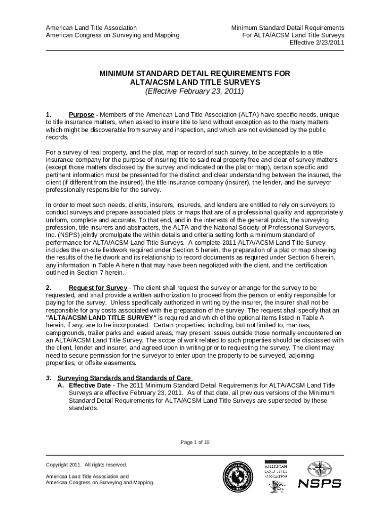 2011 Minimum Standard Detail Requirements for ALTA/ACSM Land Title ...