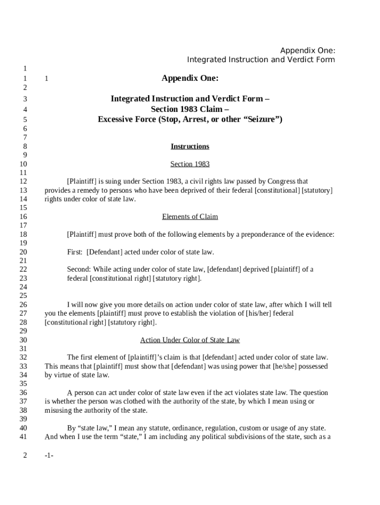 Section 1983 ClaimExcessive Force (Stop, Arrest, or other ... Doc ...