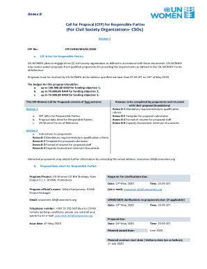 Fillable Online Annex B Call for Proposal (CFP) for Responsible Parties Fax Email Print - pdfFiller
