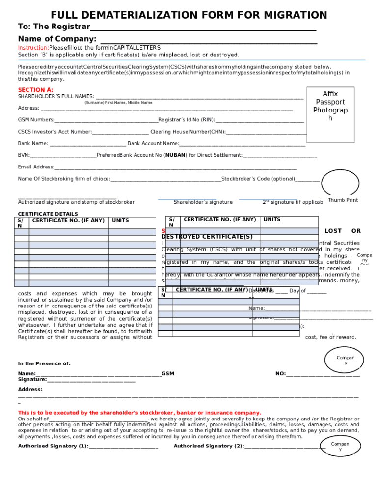 full dematerialization for migration Doc Template | pdfFiller