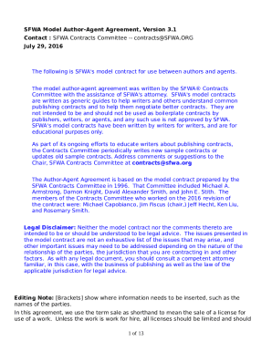 Sample Author/Agent Agreement - Amazon AWS Doc Template | pdfFiller