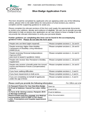 Blue Badge Application - Conwy County Borough Council Doc Template ...