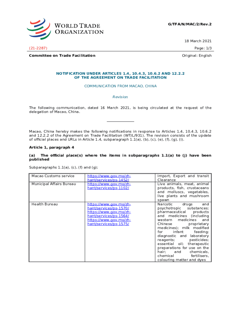 How To Prepare Trade Facilitation Agreement Notifications Doc Template ...