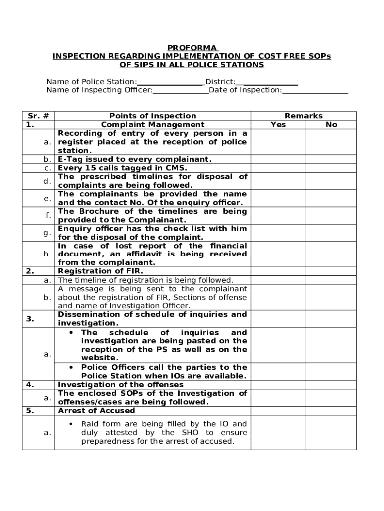 proa inspection of sips (special initiative police station) Doc ...