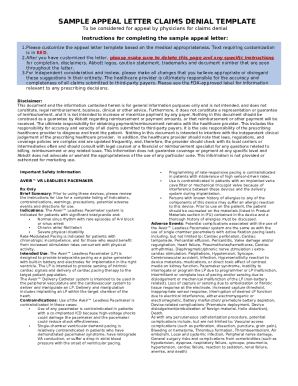 It Matters Sample Appeal Letter for Claim Denial Doc Template | pdfFiller