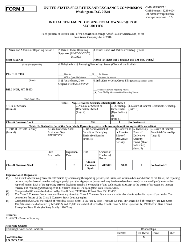 FIRST INTERSTATE BANCSYSTEM INC (. EDGAR Online Pro Doc Template ...