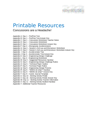 Concussion Worksheet Answer Key Doc Template | pdfFiller