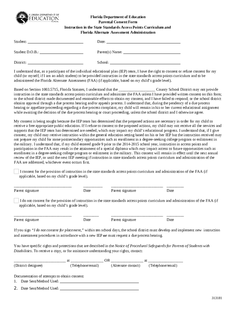 Parental Consent /Prior Written Notice Student ... Doc Template | pdfFiller