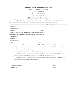 Fillable Online New Patient Forms - Occupational Therapy Services Fax Email Print - pdfFiller