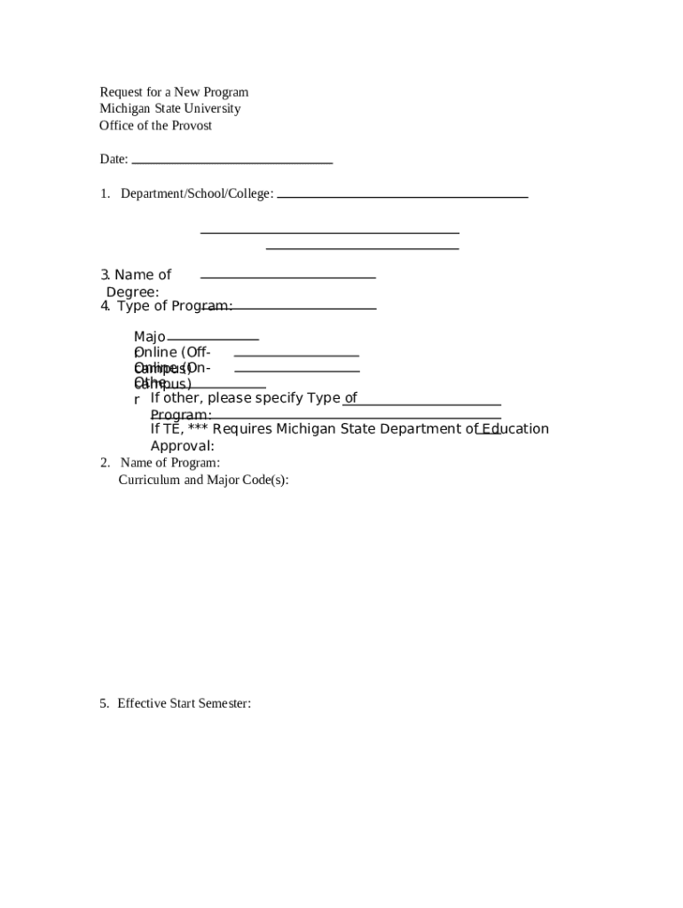 Request for a New Program Paper Copy.doc - cal msu Doc Template | pdfFiller