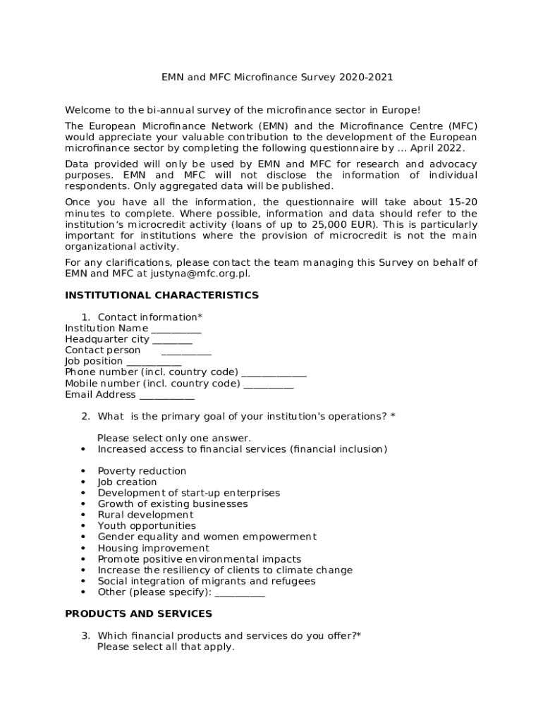 EMN-MFC Survey Report - European Microfinance Network Doc Template ...