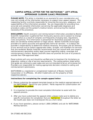 WATCHMAN Sample Appeals Template Doc Template | pdfFiller