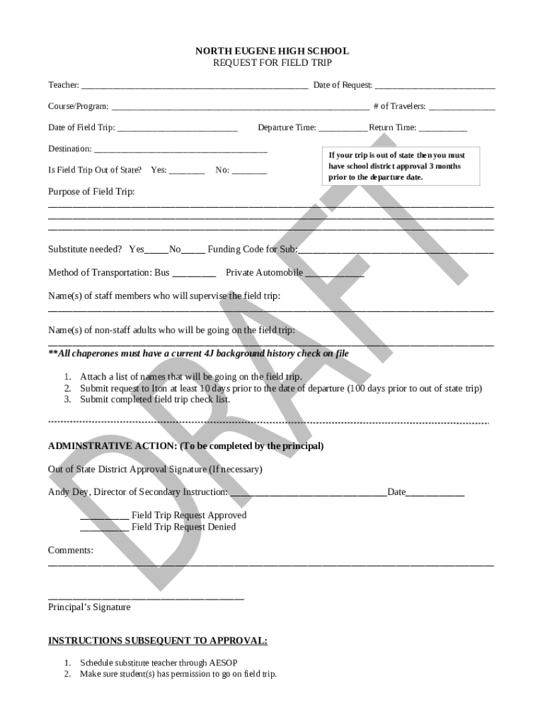 FIELD TRIP REQUEST - nehs 4j lane Doc Template | pdfFiller