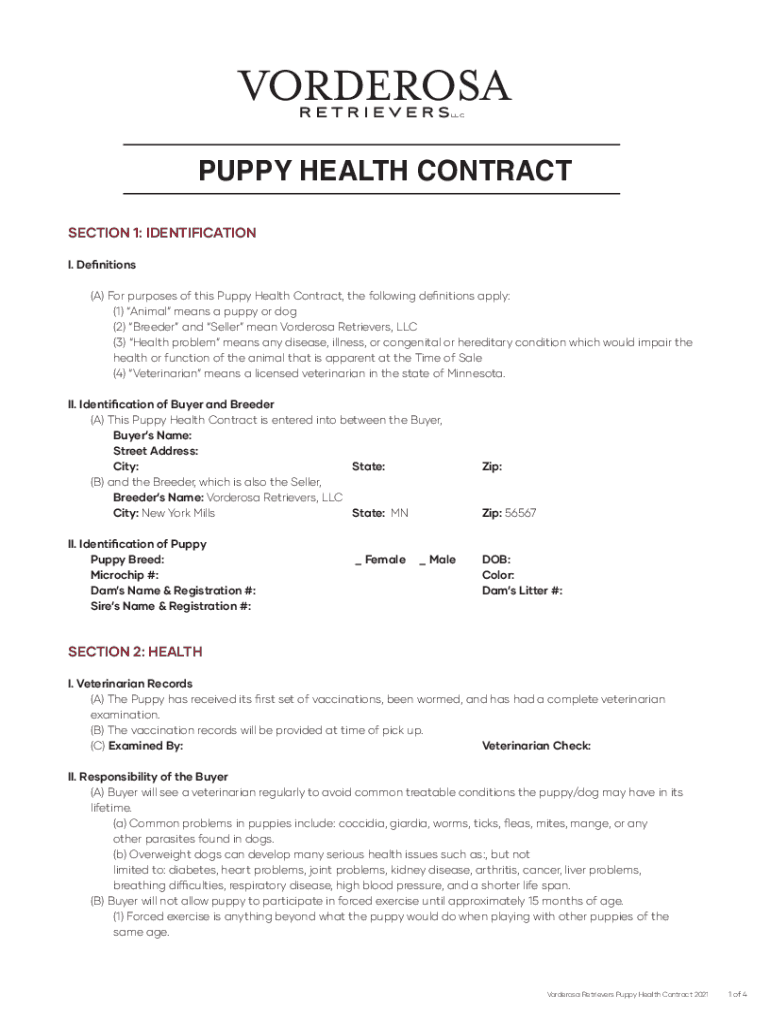 Fillable Online What's in Your Puppy Contract? - American Kennel Club ...