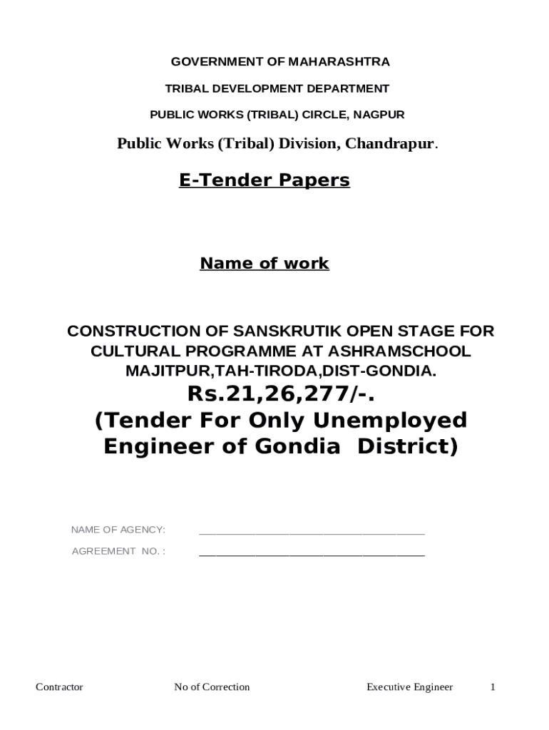 Tribal Development Department - Tender Document Doc Template | pdfFiller
